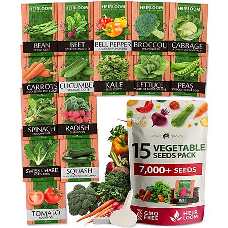 HOME GROWN 15 Heirloom Vegetable Seed Varieties 7,000+ 𝗡𝗢𝗡-𝗚𝗠𝗢 𝗨𝗦𝗔 ...