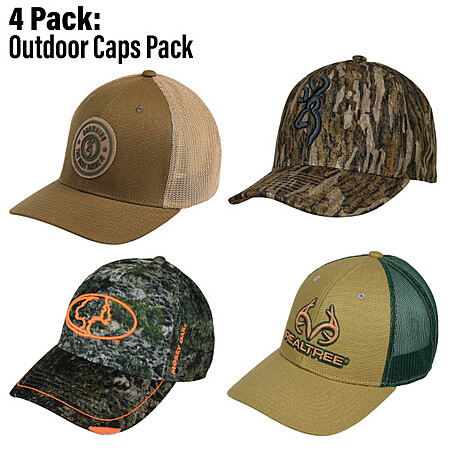 4-Pack Outdoor Caps Premium Collection (Browning, Mossy Oak, and ...
