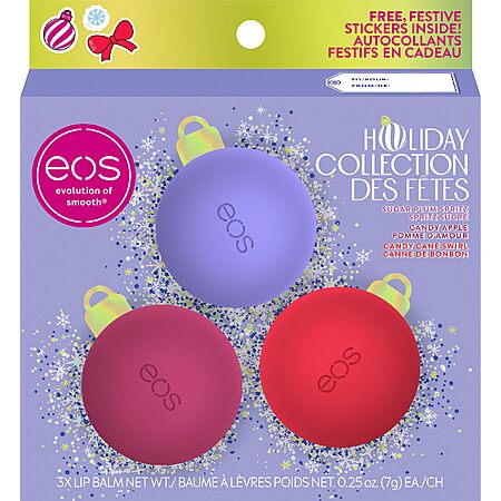 3 - Pack eos Holiday Lip Balm Spheres - Sugar Plum Spritz, Candy Apple ...