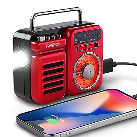 FosPower 2000mAh Emergency Weather Radio, Retro Style Portable Radio ...