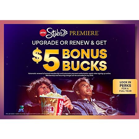 AMC Theatres: Join or Extend Stubs Premiere Membership + $5 Bonus Bucks ...