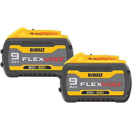 2-Pack DEWALT FLEXVOLT 20V/60V 9Ah Lithium Ion Power Tool Battery Pack ...