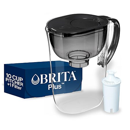 10-Cup Brita Everyday Water Pitcher w/ Brita Plus Filter (Black) $19.59 ...