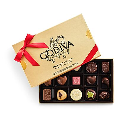 15-Piece Godiva Red Bow Gold Assorted Belgian Dark and Milk Chocolate ...