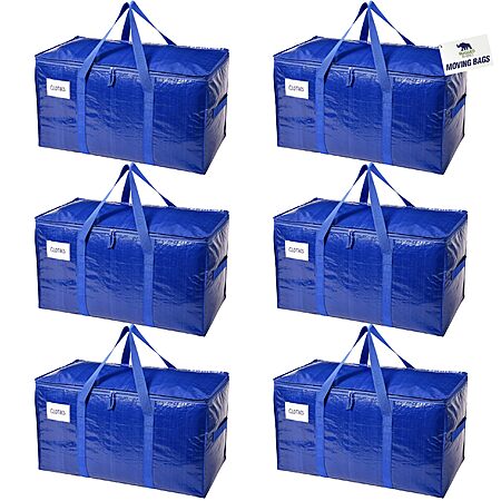6-Count Rugged Rhino Heavy Duty Extra Large Blue Moving Bags w/ Strong ...