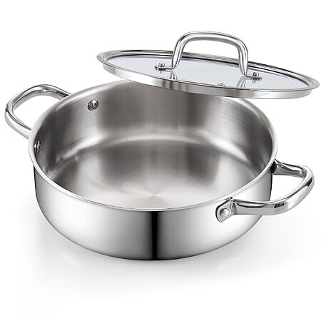 Select Accounts: 4-Quart Cook N Home Tri-Ply Clad Stainless Steel Deep ...