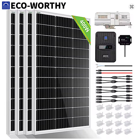 ECO-WORTHY 400W Monocrystalline Solar Panel Kit (4x 100W Panels) $225 ...