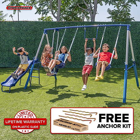 Sportspower Arcadia Metal Swing Set with 4 Swing Stations / Slide $99 ...