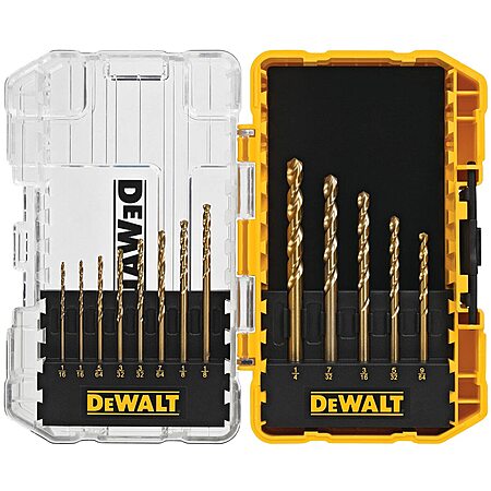 13-Piece DEWALT Split-Point Twist Drill-Bit Assortment (titanium coated ...