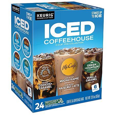 24-Ct Donut Shop K-Cup Iced Duos Cookies & Caramel Coffee Pods $8.44 w ...