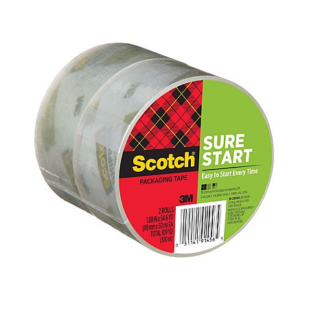 2-Pack Scotch Sure Start Shipping Packaging Tape (1.88" x 54.6 yd) $6. ...