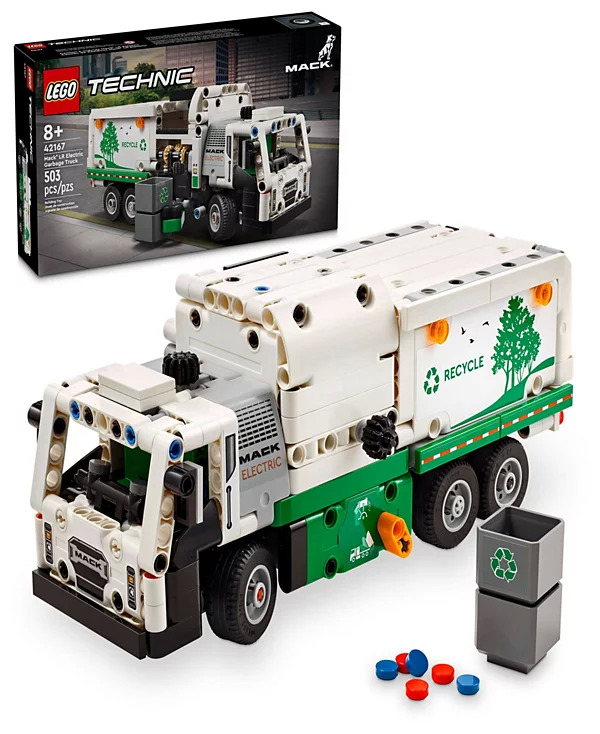 503-Piece LEGO Technic Mack LR Electric Garbage Truck Toy Building Set ...