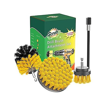 SCRUBIT Drill Brush Attachment Set: Power Scrubber Tile & Grout Tool ...