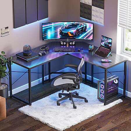 51" Casacomoda Reversible L-Shaped Computer Desk (Carbon Fiber Black ...