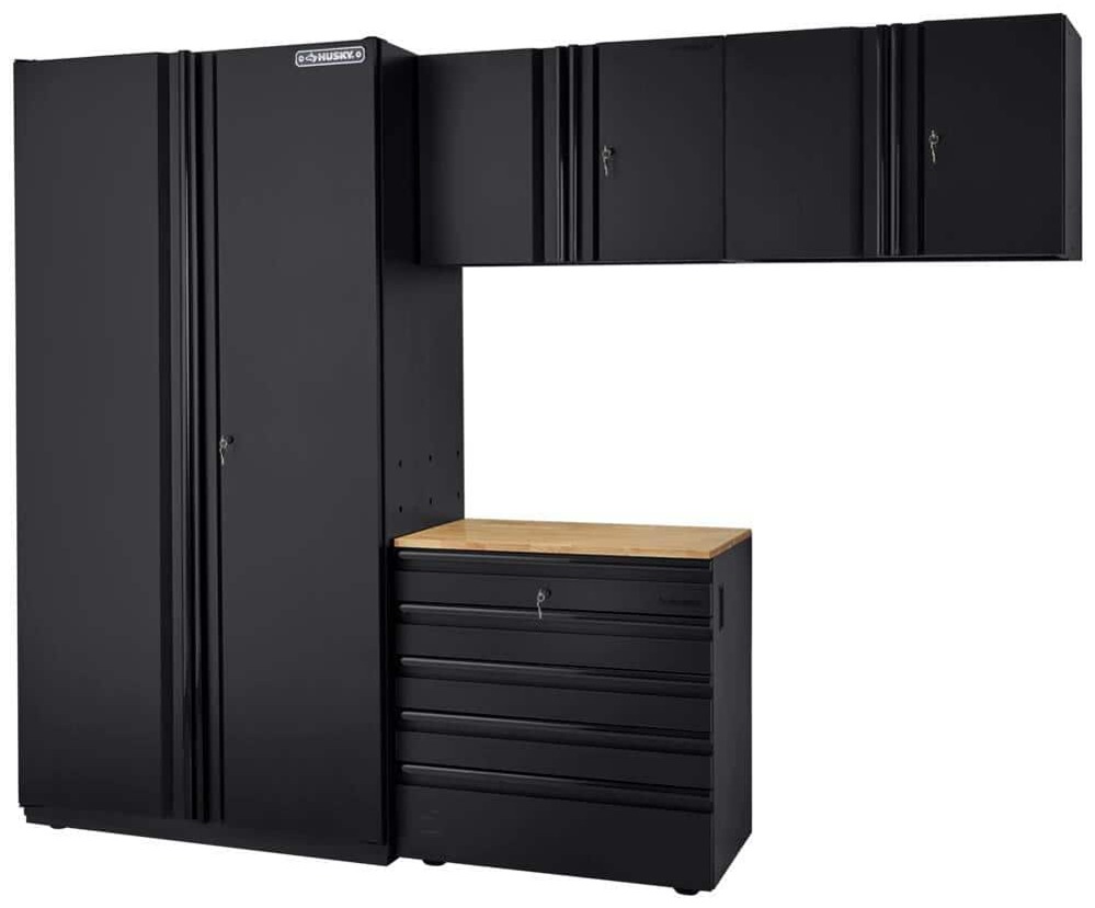 Husky 4-Piece Extra Wide Heavy Duty Welded Steel Garage Storage System ...