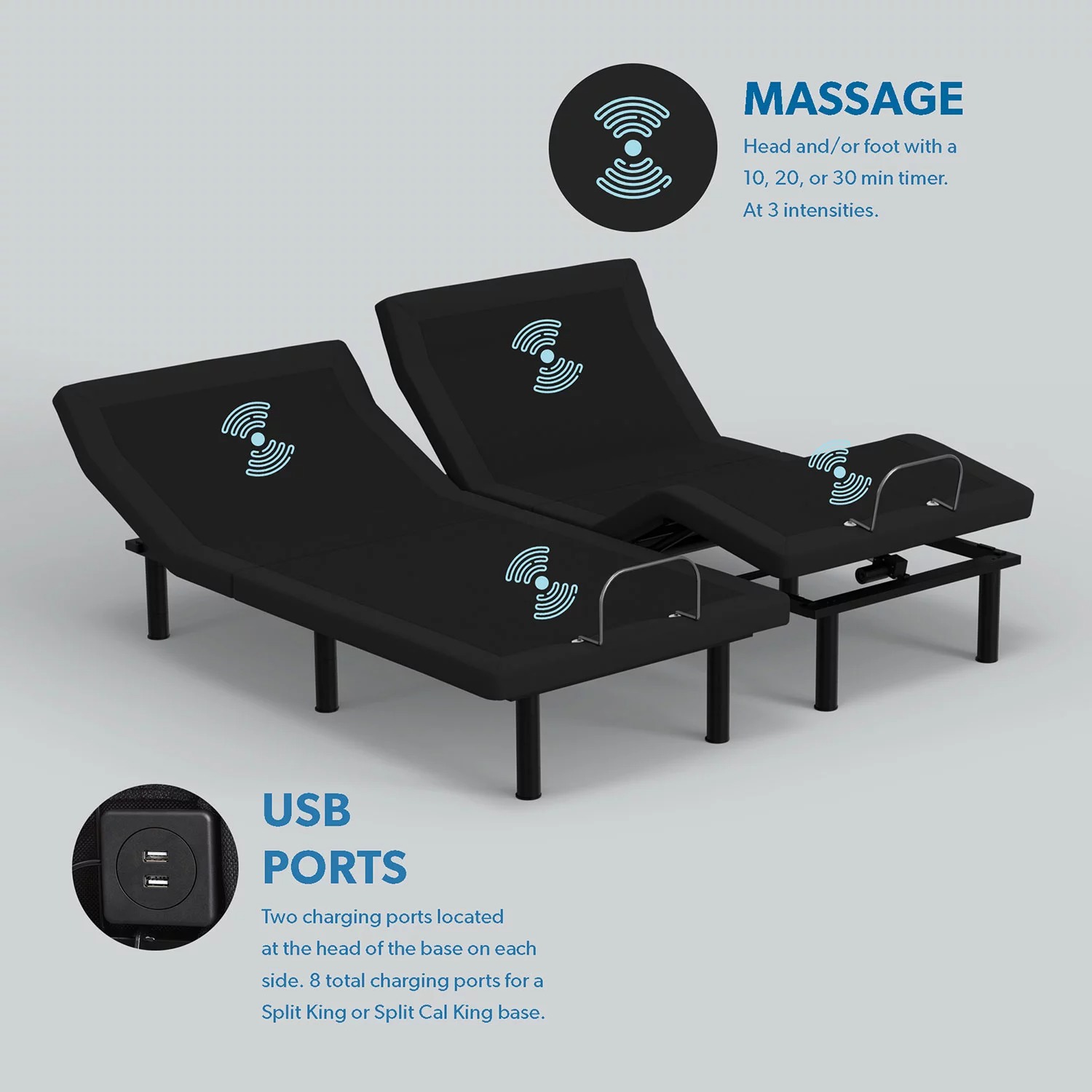 Member's mark split king premier adjustable base with pillow tilt and massage store