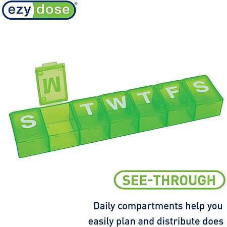 $1.81: EZY DOSE Weekly (7-Day) Pill Organizer, Green