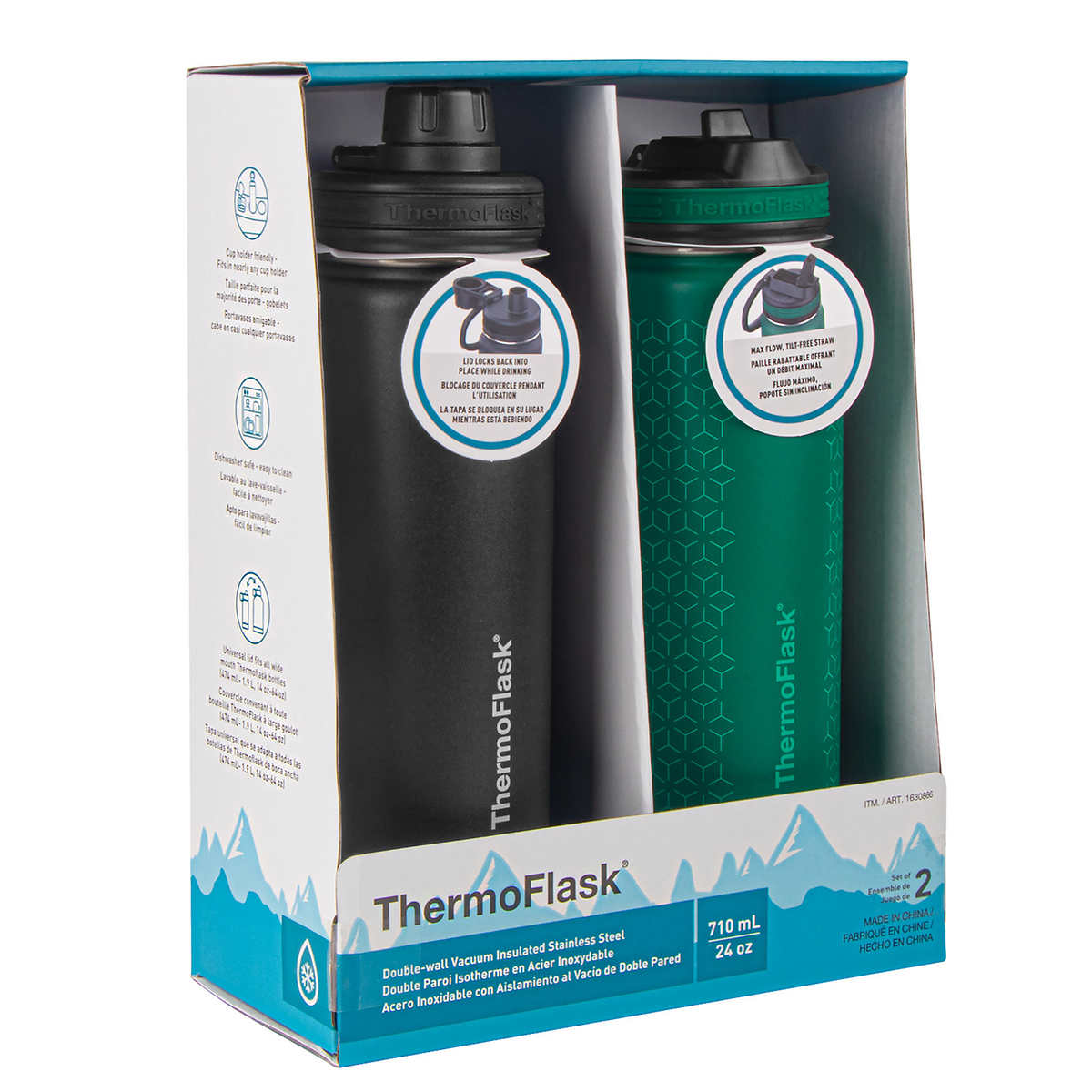 Costco ThermoFlask 24 oz Stainless Steel Insulated Water Bottle, 2-pack ...
