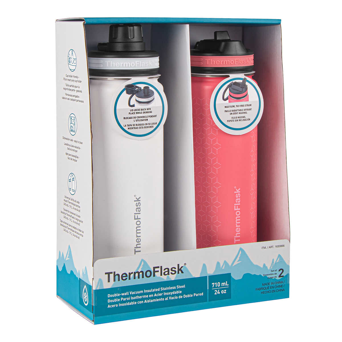 Costco ThermoFlask 24 oz Stainless Steel Insulated Water Bottle, 2-pack ...