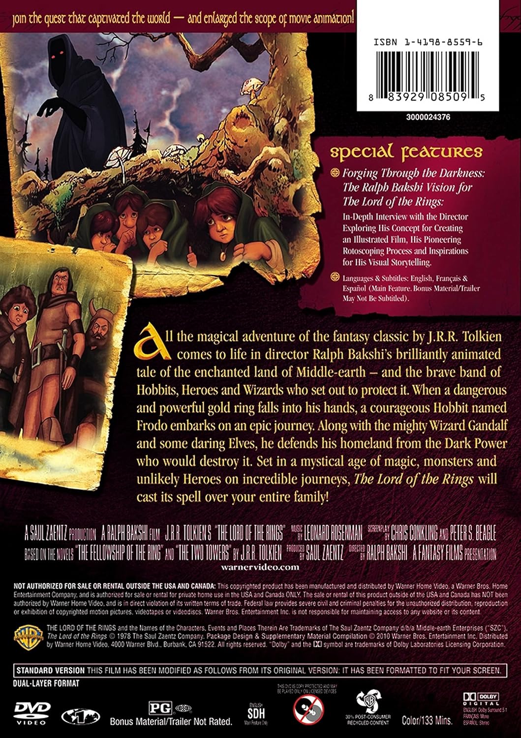 The Lord of the Rings: 1978 Animated Movie Remastered Deluxe Edition ...