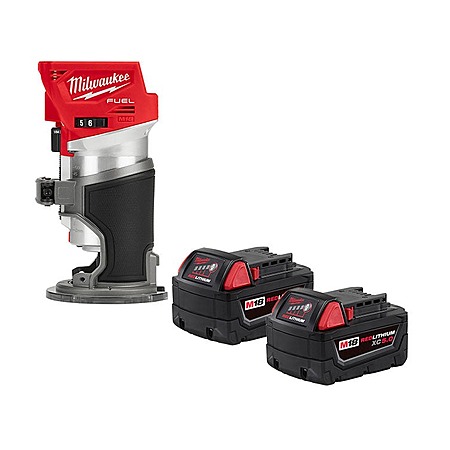 Milwaukee M18 FUEL Compact Router (2723-20) + 2-pack 5Ah XC M18 ...
