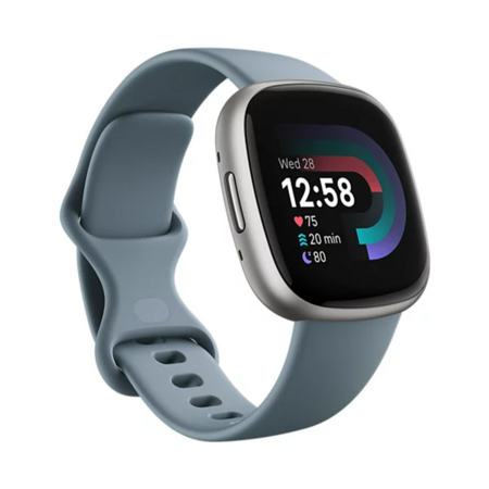 Fitbit Versa 4 Waterfall Blue Platinum Smartwatch, 39mm - $119.95 ...
