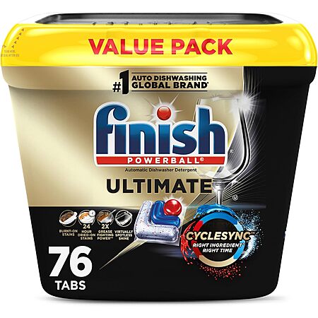 76-Count Finish Ultimate Powerball Automatic Dishwasher Detergent Pods ...