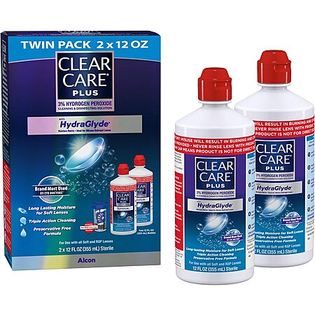 2-Pk 12-Oz Clear Care Plus Cleaning Solution w/ 3% Hydrogen Peroxide ...