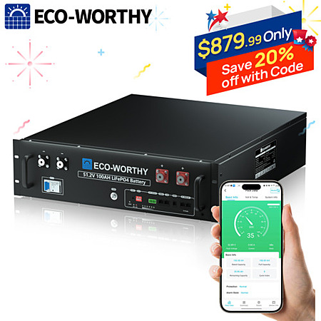 ECO-WORTHY 5.12kWh 48V 100AH Server Rack LiFePO4 Lithium Battery 3U ...