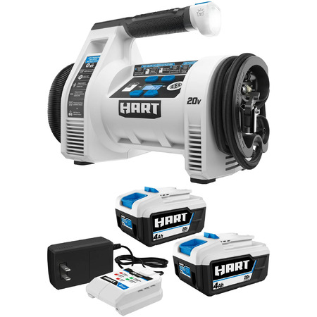HART 20V Dual Function Inflator with 2-Pack 4AH Battery Kit Bundle $81 ...