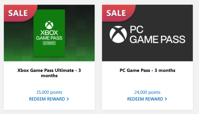 Microsoft Rewards - 3 Month Game Pass Ultimate 35,000 Points $33.33