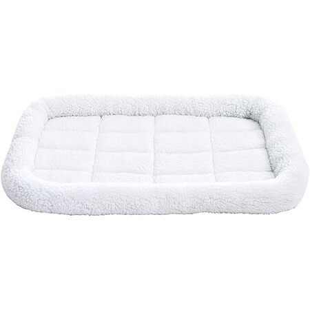 Amazon Basics: 29" x 19" Faux Sherpa Padded Bolster Pet Bed (White ...