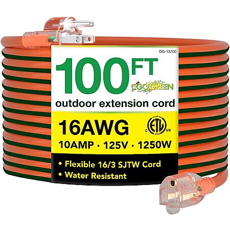 100' Go Green Power 16/3 SJTW Outdoor Extension Cord (Orange) - 2025-12-26
