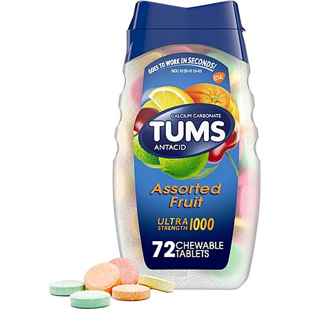 72-Count TUMS Ultra Strength 1000 Antacid Tablets (Assorted Fruit ...