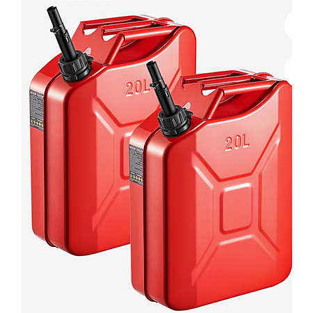 VEVOR Metal Fuel Container, 5.3 Gallon, 2X Jerry Can, Leakproof ...