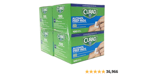 CURAD Alcohol Prep Pads (Pack of 4 Boxes) | 400 Pieces of Medium ...