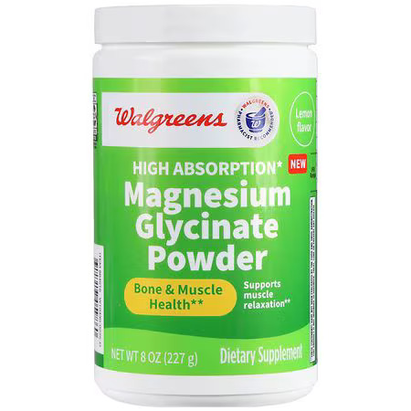 Walgreens Magnesium Glycinate Powder Lemon, 8.0 oz x 2, 100 servings ...