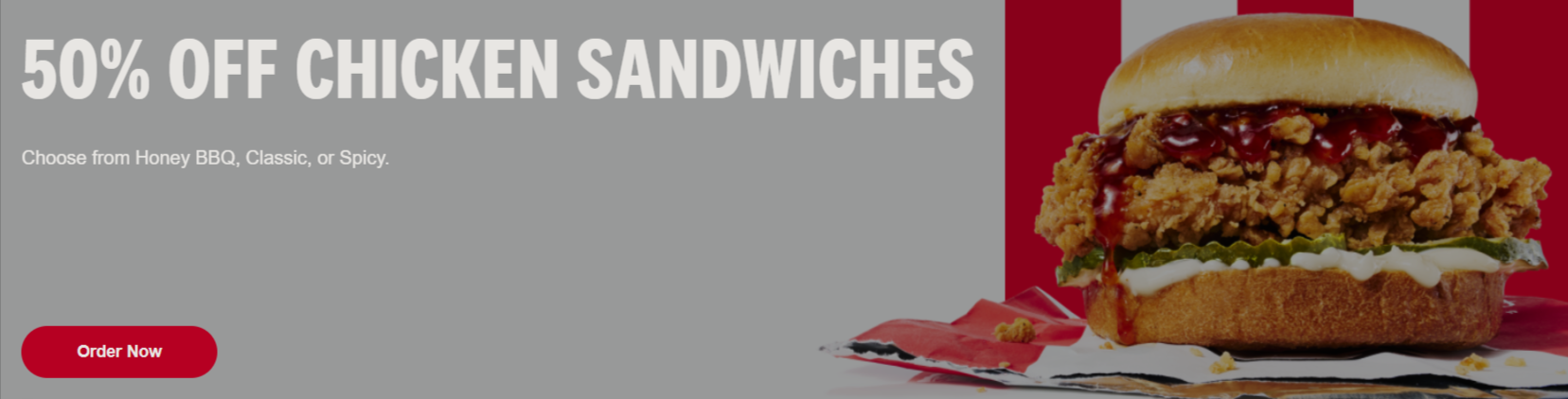 KFC 50% off chicken Sandwiches today