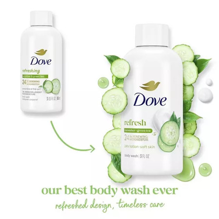 Dove Refresh Body Wash - Cucumber and Green Tea 24hr Lotion-Soft Skin ...