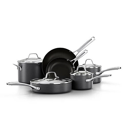 10-Piece Calphalon Classic Hard-Anodized Nonstick Cookware Set (Black ...