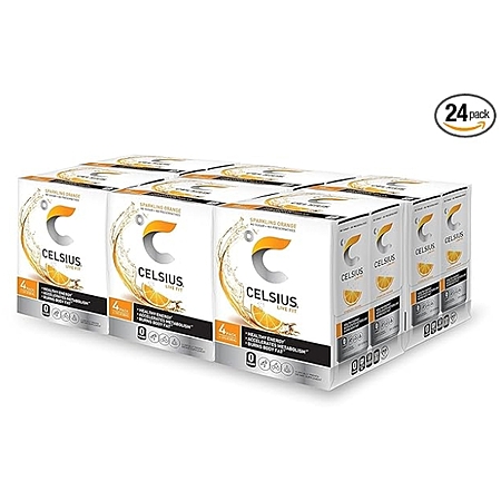 CELSIUS Sparkling Orange Functional Essential Energy Drink 12 Fl Oz 24 ...