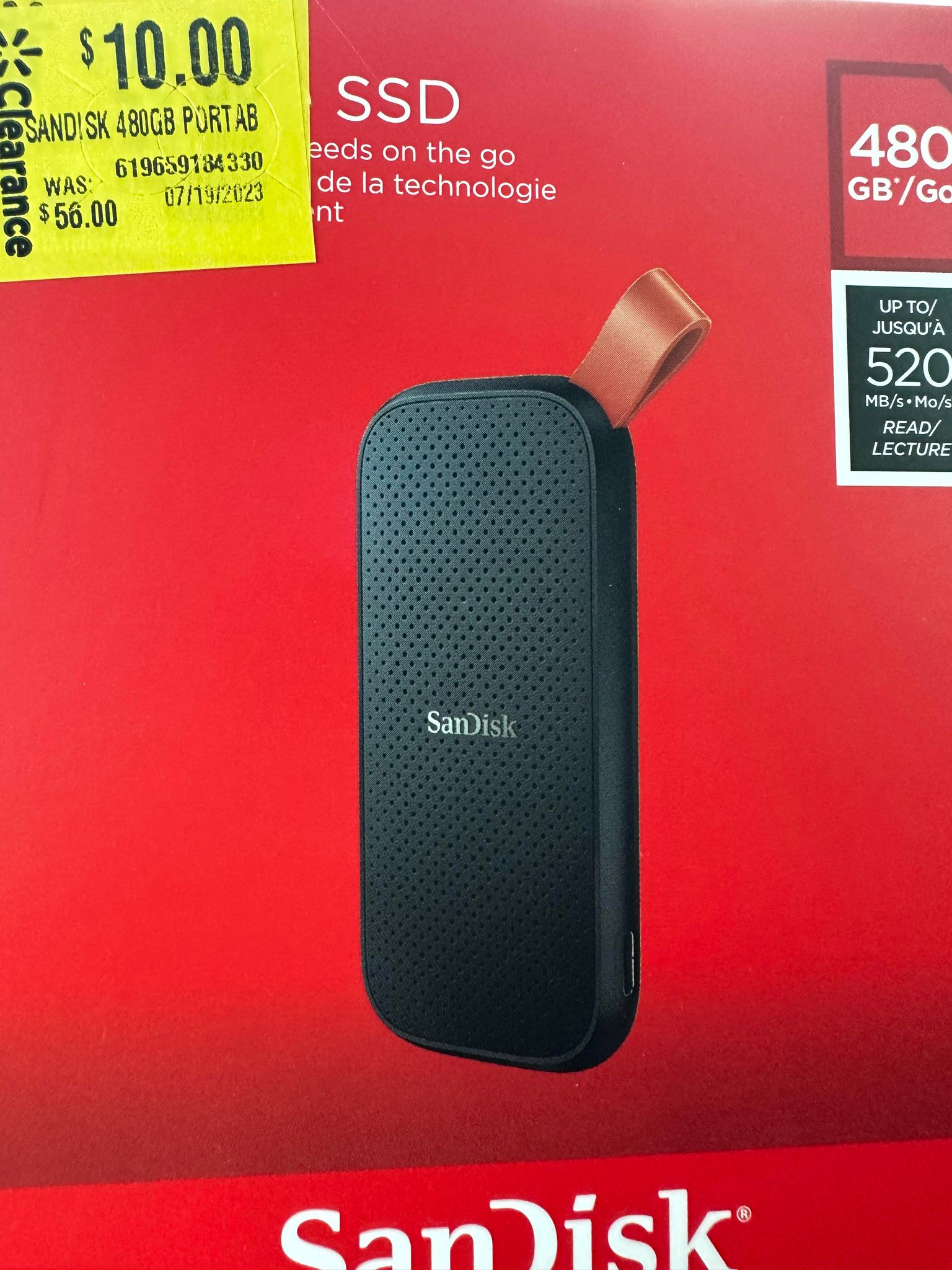 YMMV: SanDisk 480GB Portable SSD - Walmart In-Store Clearance - $10