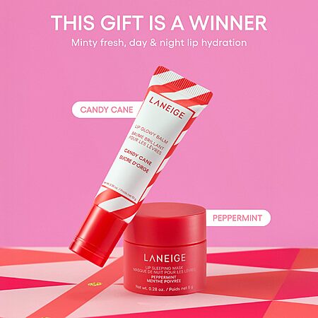 LANEIGE Minty Lip Duo: Peppermint Lip Sleeping Mask and Candy Cane Lip ...