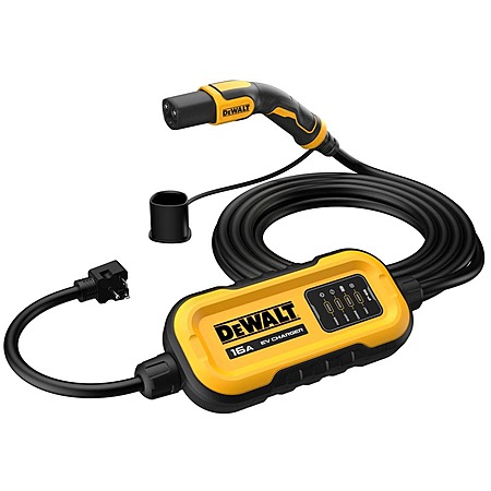 DEWALT Level-2 Portable Electric Vehicle EV Charger up to 16 Amps, 120 ...
