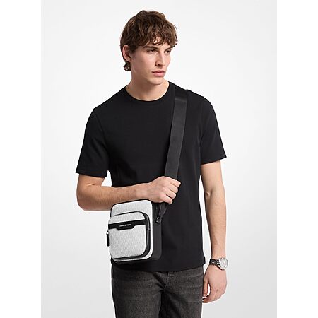 Michael Kors Hudson Double Zip Mini Flight Bag, Silver Tone-Hardware ...