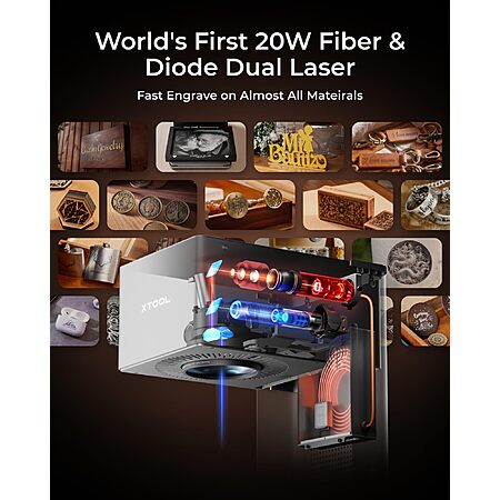 xTool F1 Ultra 20W Fiber & Diode Dual Laser Engraver, 10000mm/s Ultra ...