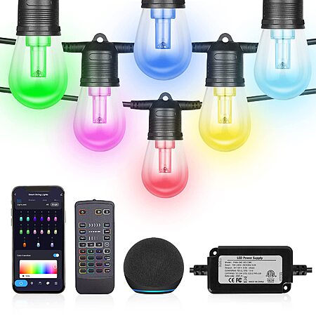 Queker LED Christmas Lights Outdoor 50ft, IP65 Waterproof Color ...