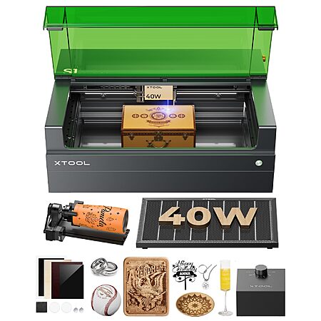 xTool S1 40W Laser Cutter and Laser Engraver for Tumblers, 23.93" x 15. ...