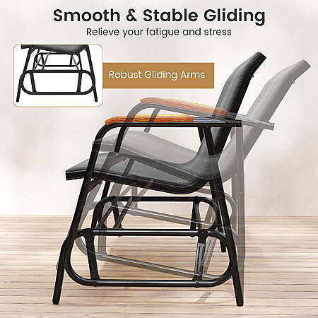 Costway Patio Glider Bench for 3, Swing Gliding Long Seat with Curved ...
