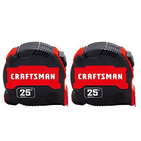 CRAFTSMAN Red COMPACT EASY GRIP 2 -Pack 25-ft Tape Measure one_size ...